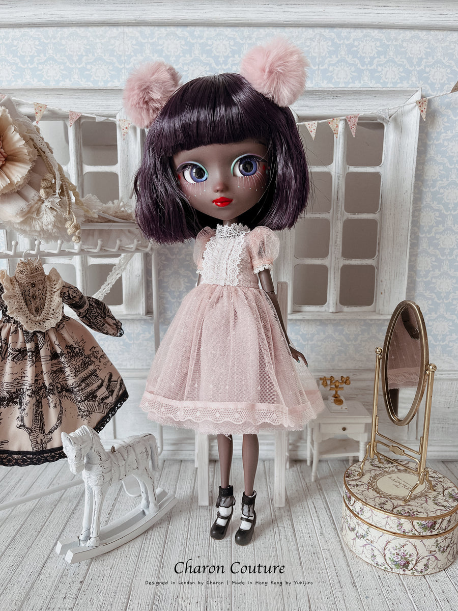 3.Dusty Pink Linen & Tulle Dress – Charon Dolls